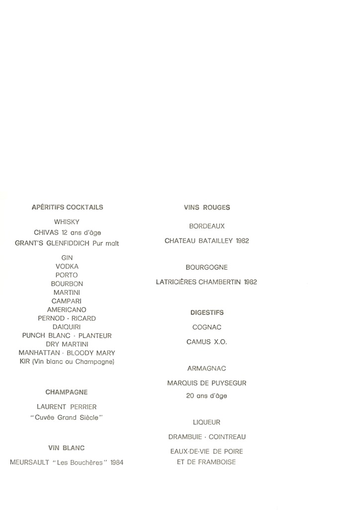 Maréchal MOBUTU | Menus Concorde