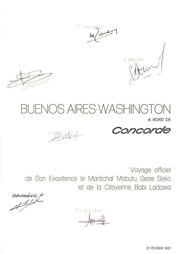 Maréchal MOBUTU | Menus Concorde