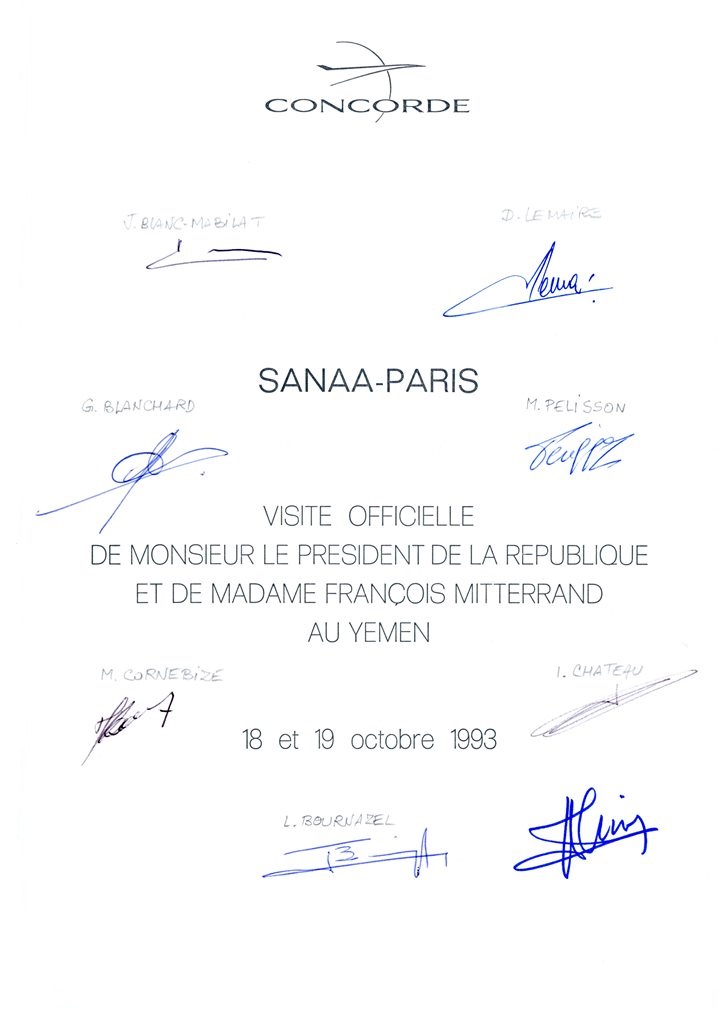 François MITTERRAND 1993 | Menus Concorde